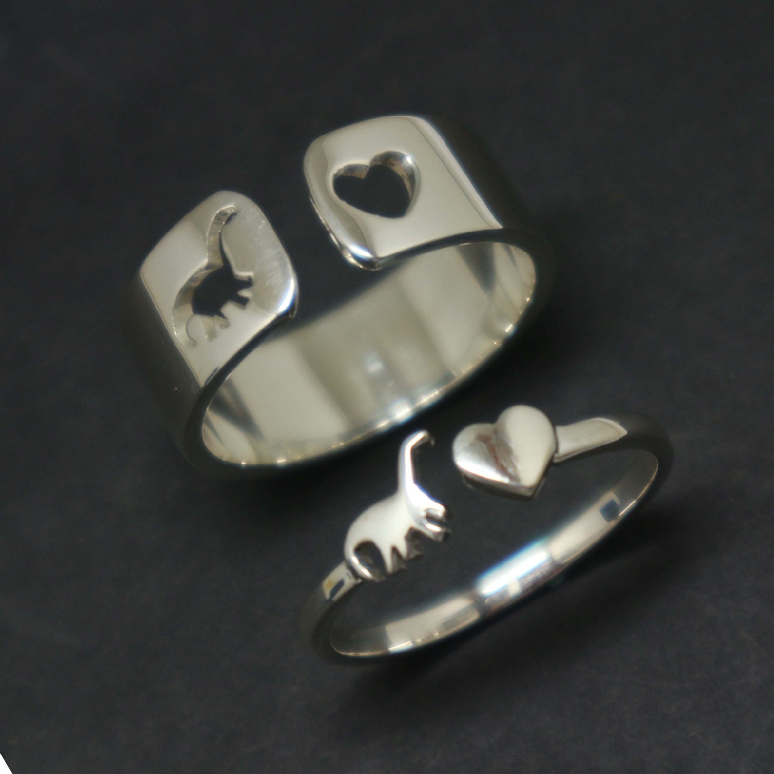 Dinosaur Heart Promise Ring for Couples Dino Jewelry - Etsy