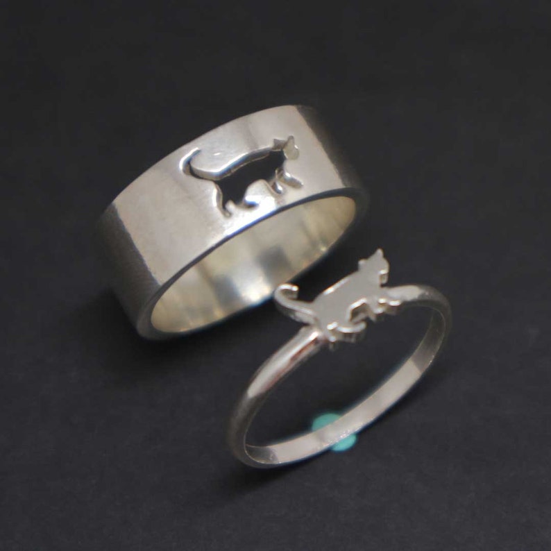 Cat Couple Set Promise Ring Cat Jewelry Cat Ring - Etsy