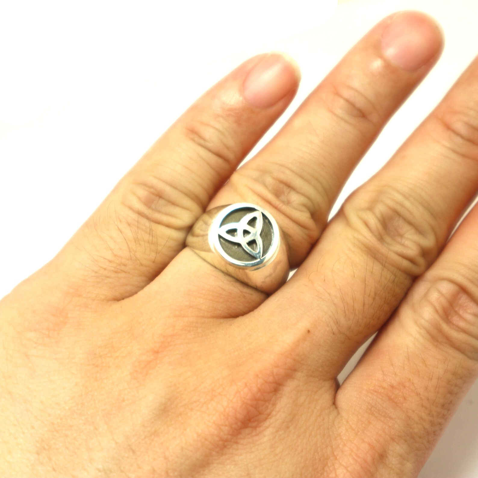 Triple Spiral Signet Ring for Men Triquetra Ring - Etsy