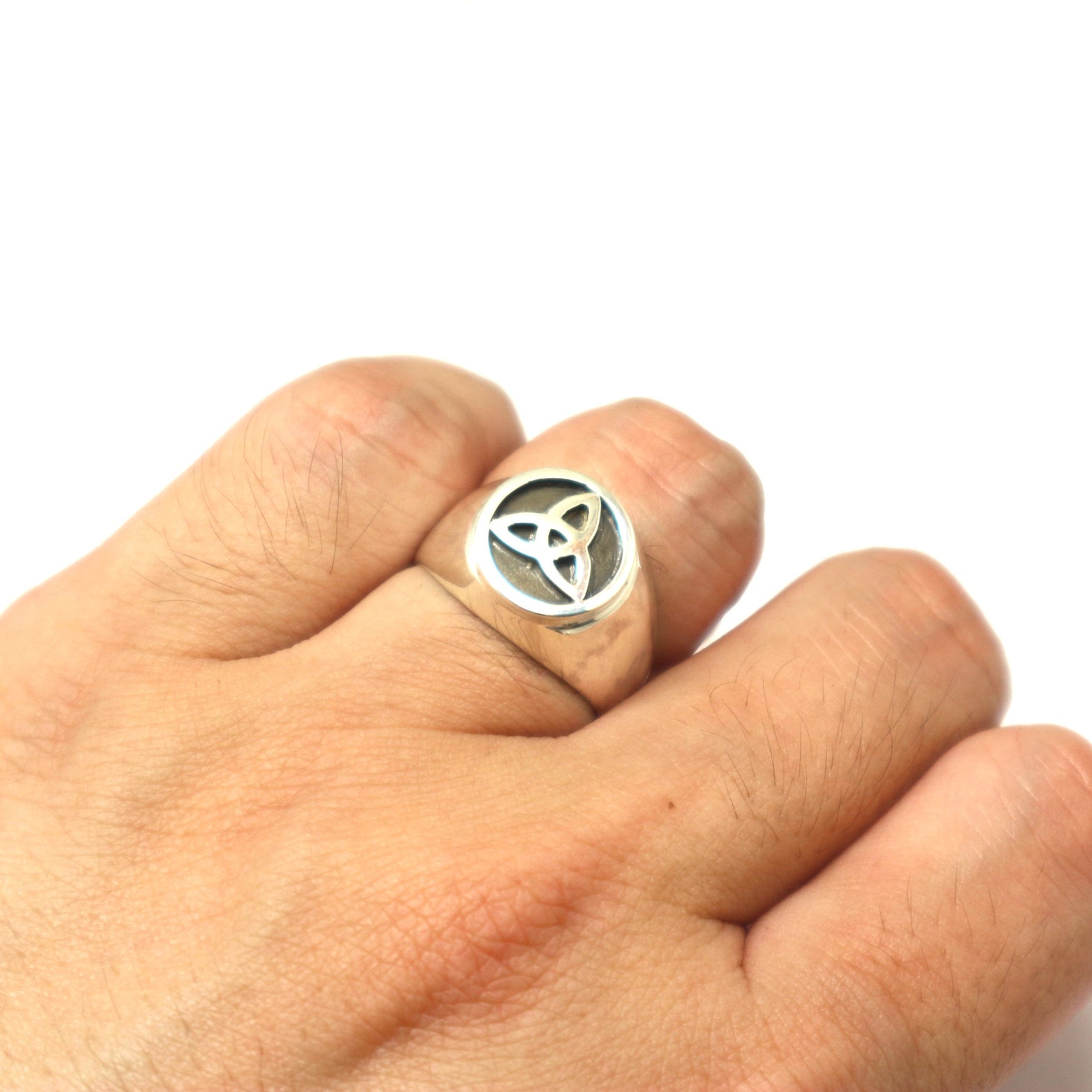 Triple Spiral Signet Ring for Men Triquetra Ring - Etsy