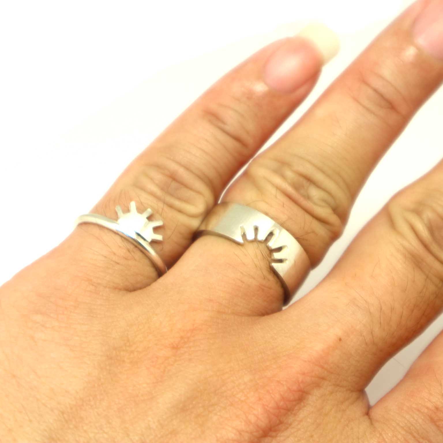 Sun Couple Set Promise Ring Sun Jewelry Sun Ring | Etsy