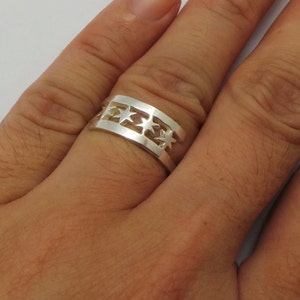 Chicago Flag Silver Ring - Chicago State Star Ring - Chicago Pride Ring ...