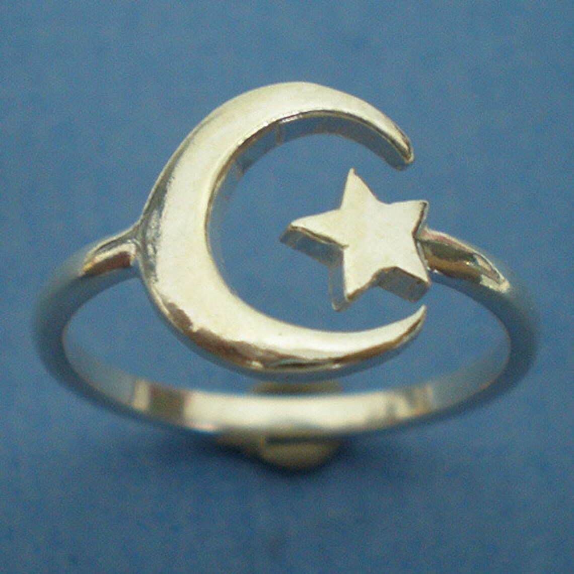 Half Moon and Star Ring in Sterling Silver Cosmic Ring - Etsy UK