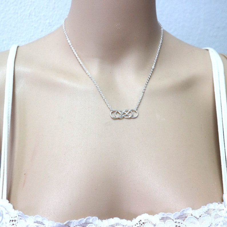 Silver Double Infinity Necklace - Statement Necklace, Infinity Jewelry ...