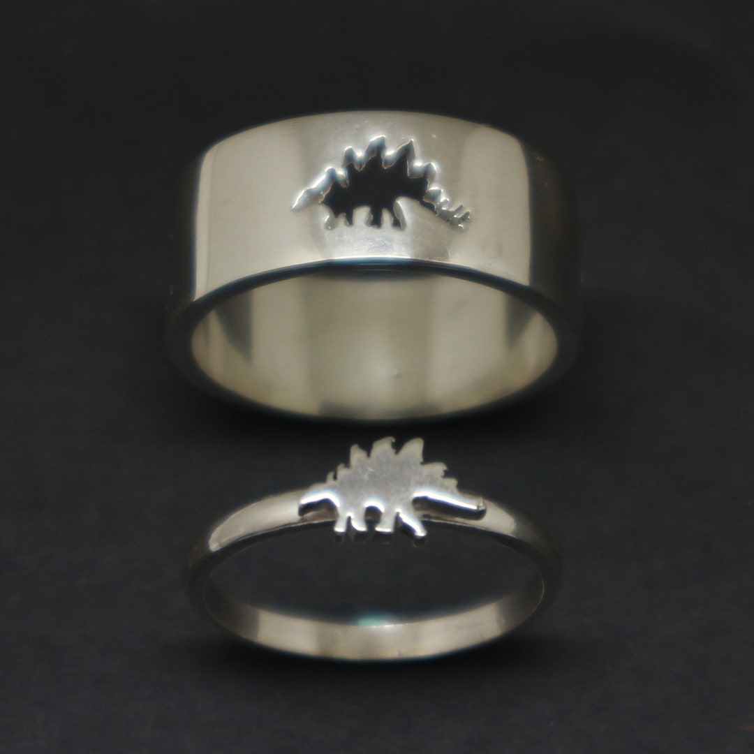 Silver Stegosaurus Matching Ring - Dinasour Jewelry Gifts for Couples ...