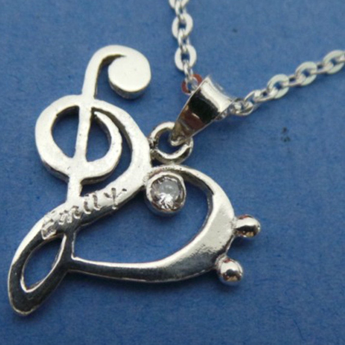Personalized Name Music Note Necklace Music Heart Necklace - Etsy