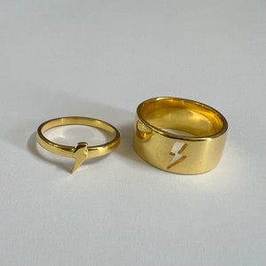 Lightning Bolt Couple Promise Ring Set - Lightning Bolt Jewelry, His ...