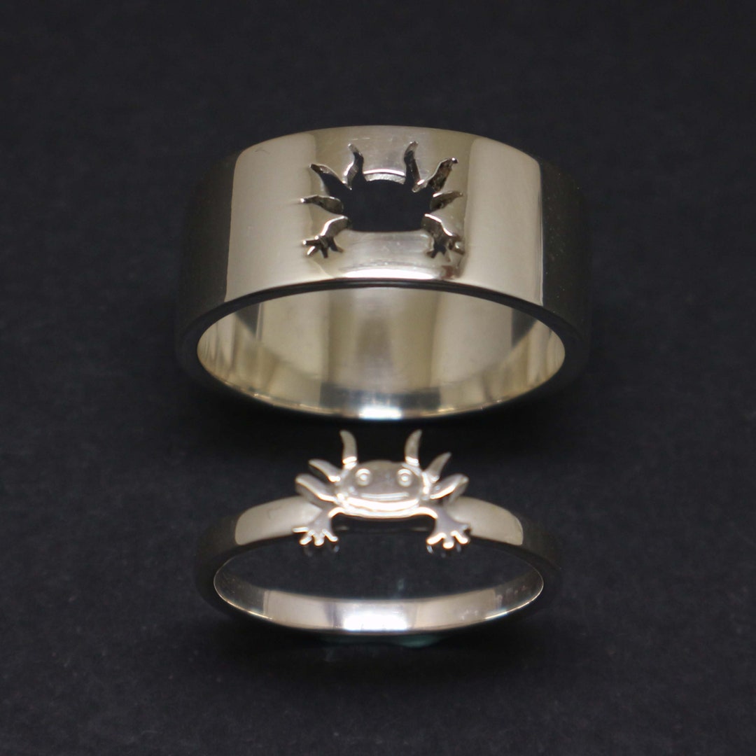 Silver Axolotl Matching Ring for Couples - Anniversary Promise Ring ...