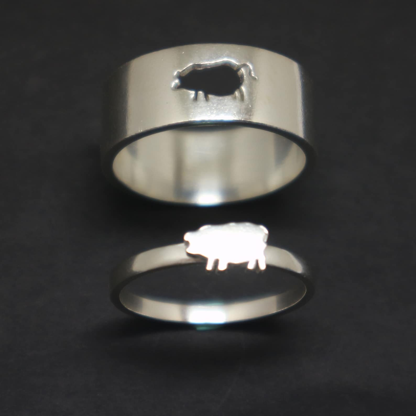 Silver Matching Pig Ring for Couples Animal Matching Rings - Etsy