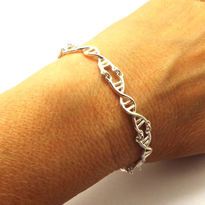 Silver DNA Science Bracelet for Women Dna Helix Link Chain - Etsy