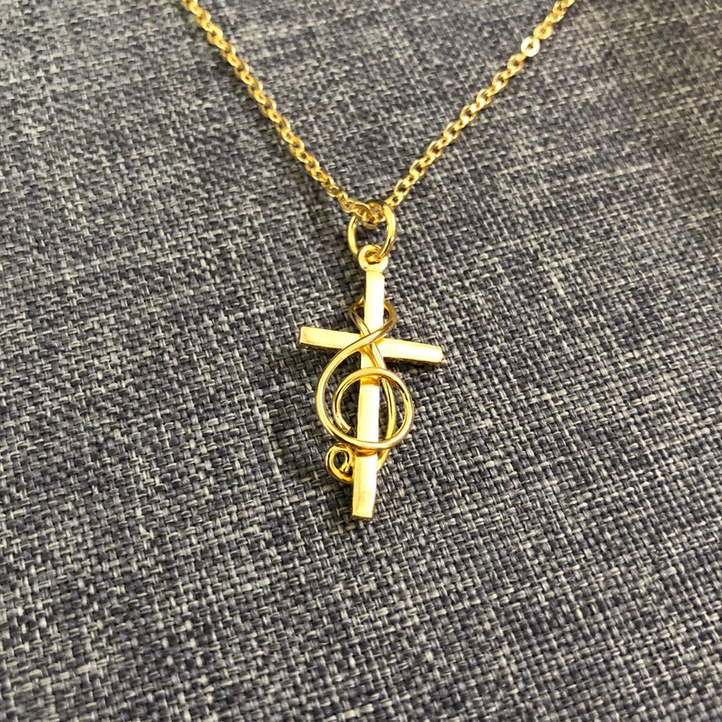 Music Note Cross Necklace Pendant Treble clef Jewelry Gift | Etsy