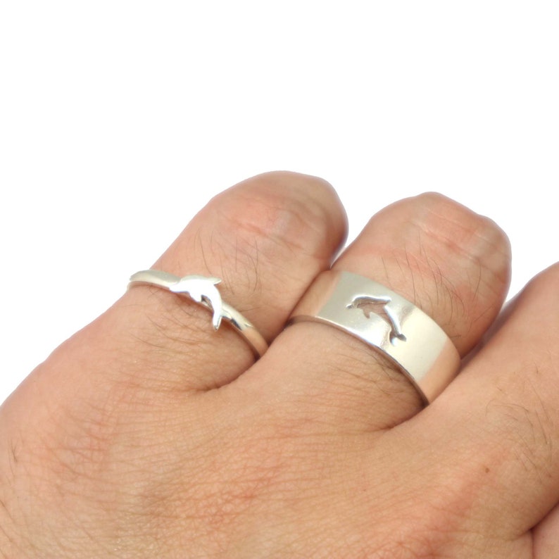 Silver Dolphin Promise Ring for Couple Fish Ring - Etsy
