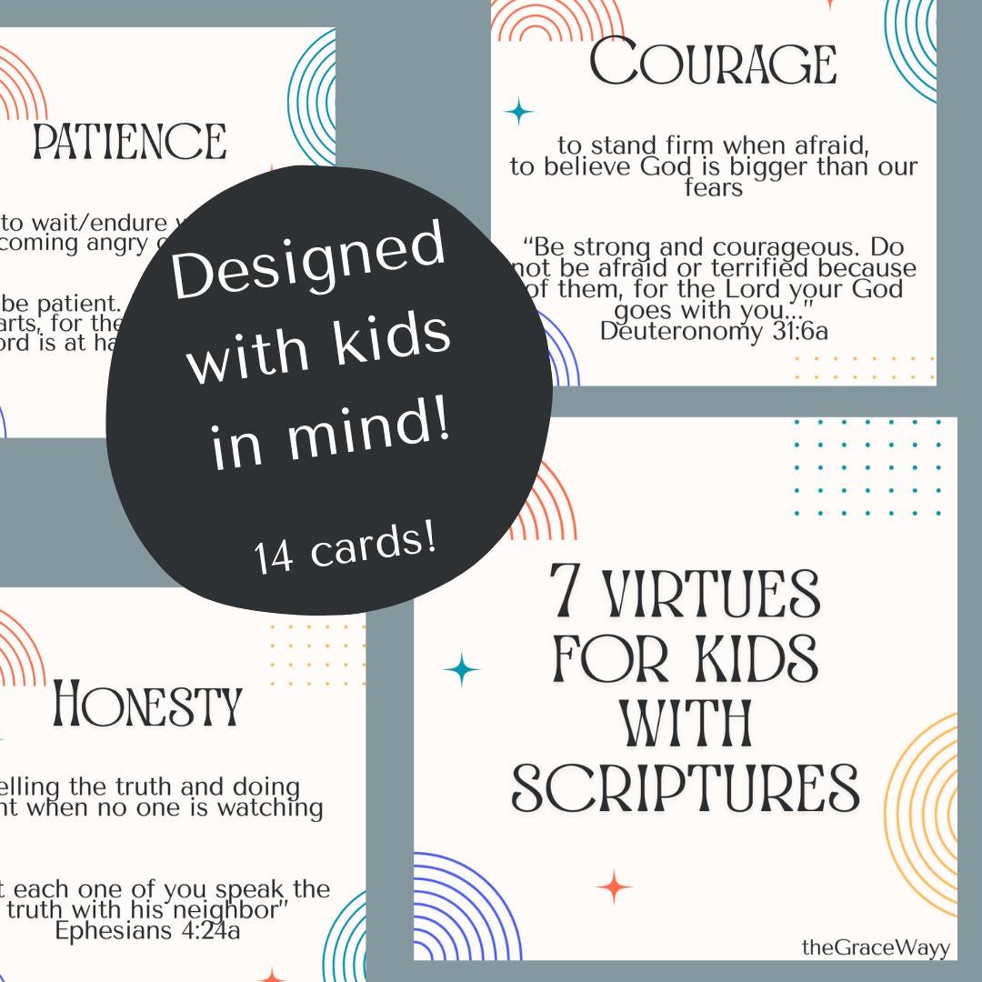 Virtues for Kids Printable Digital Download | Scripture-based Teachings ...