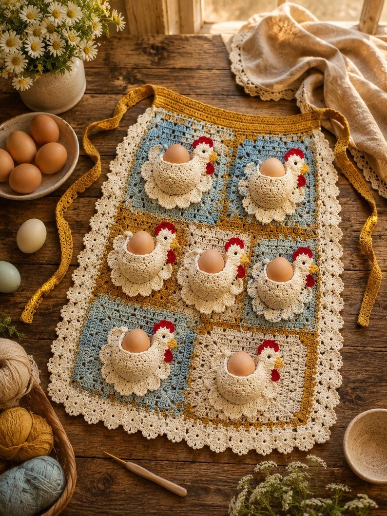 Crochet Egg Apron Pattern PDF, Mother Hen Egg Collecting Apron, Chicken ...