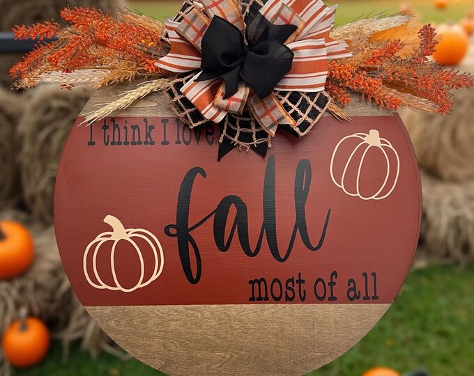 Rustic Fall Door Sign: Pumpkin Welcome Decor With Bow - Etsy