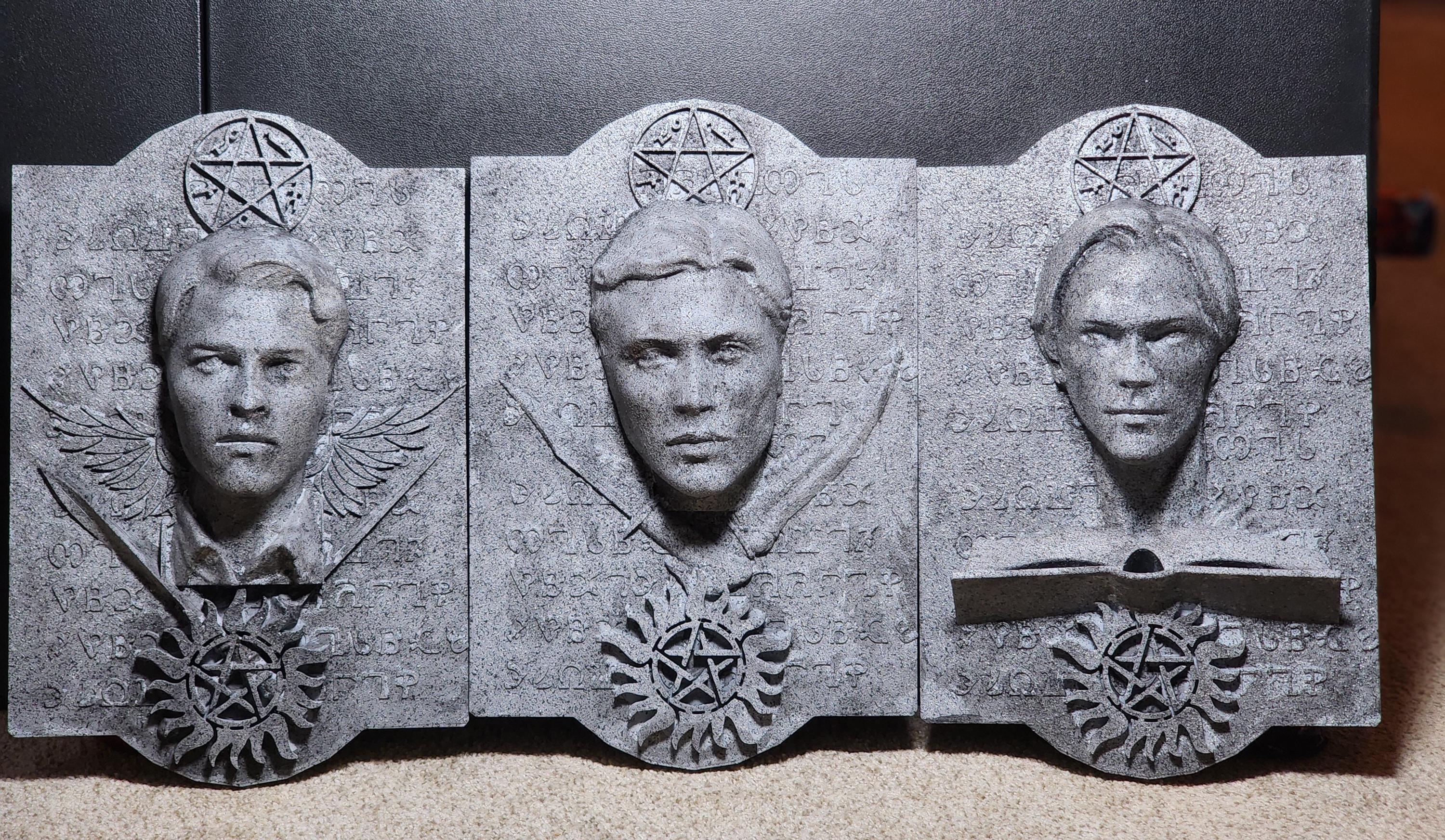 Supernatural Enochian Stone Tablet Set – Sam, Dean & Castiel Wall Art ...