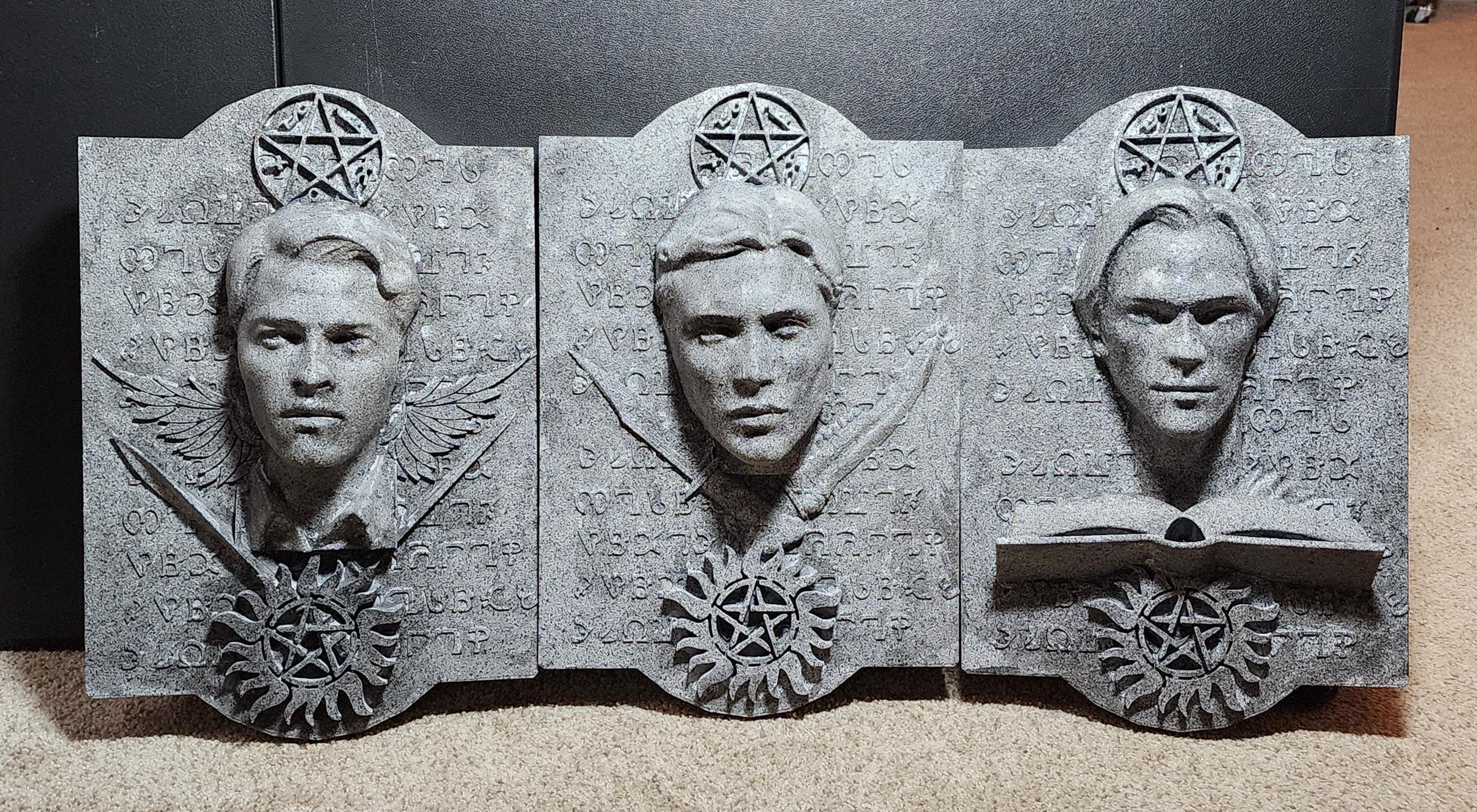 Supernatural Enochian Stone Tablet Set – Sam, Dean & Castiel Wall Art ...