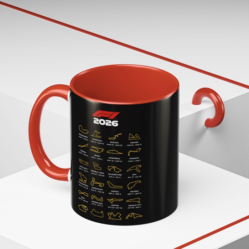 Formula 1 2026 Race Calendar Mug | F1 Circuit Track Coffee Mug ...