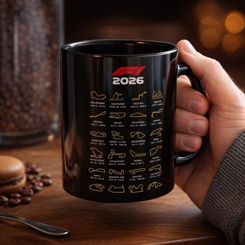 Formula 1 2026 Race Calendar Mug | F1 Circuit Track Coffee Mug ...