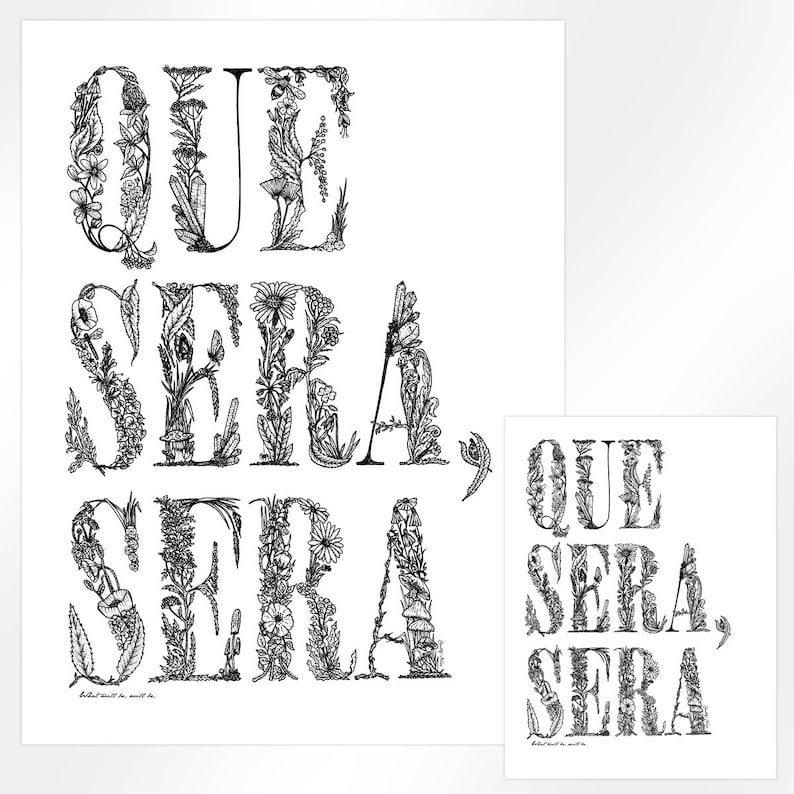 Que Sera Sera Quote Print Floral Hand Lettered Wall Art - Etsy UK