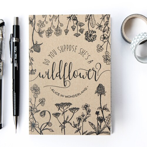 Alice in Wonderland Notebook Lewis Carroll Typography Quote | Etsy