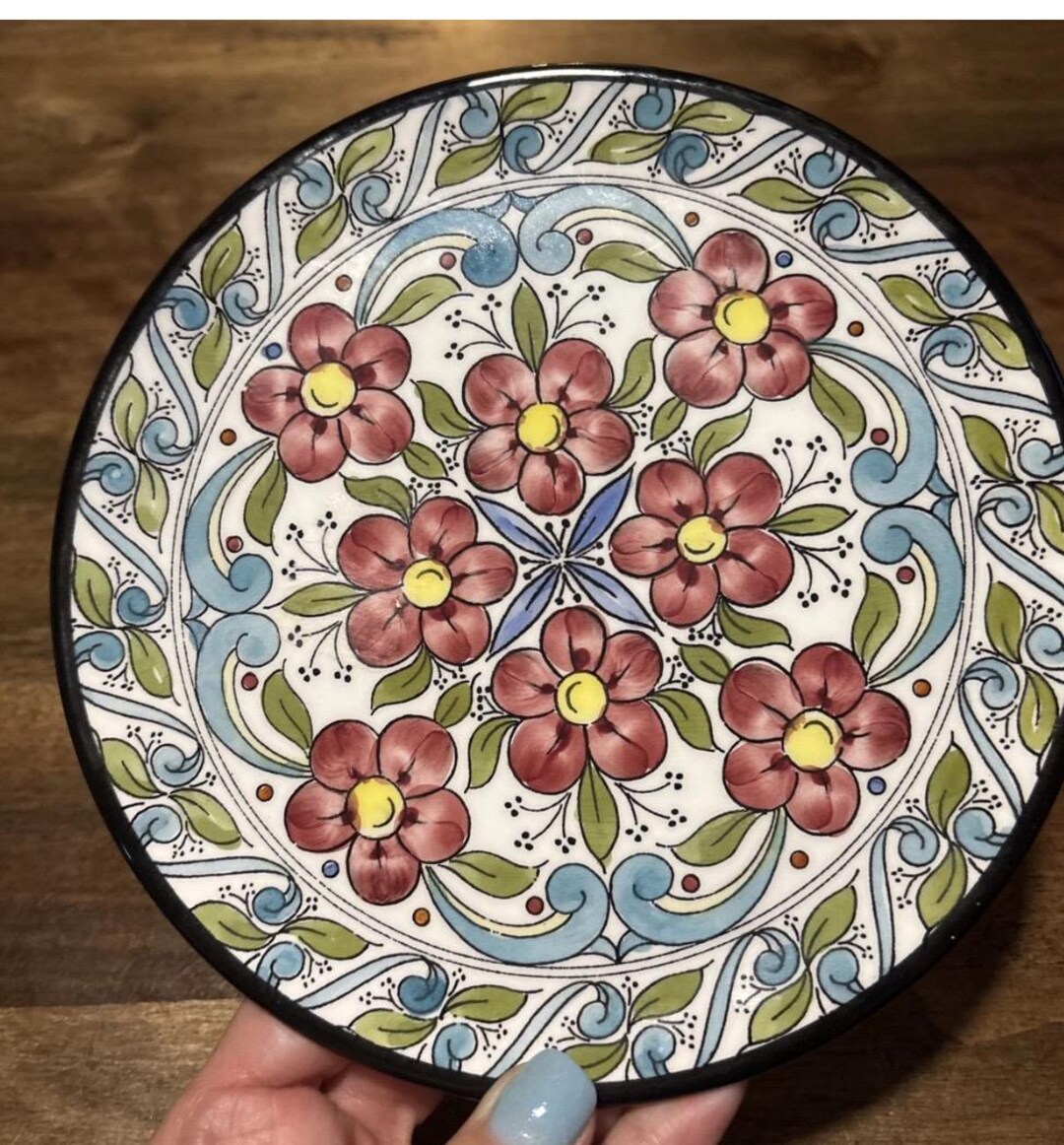 Hand Painted Ceramar Made in Spain 7 Inch Danubio Red Plate By - Etsy