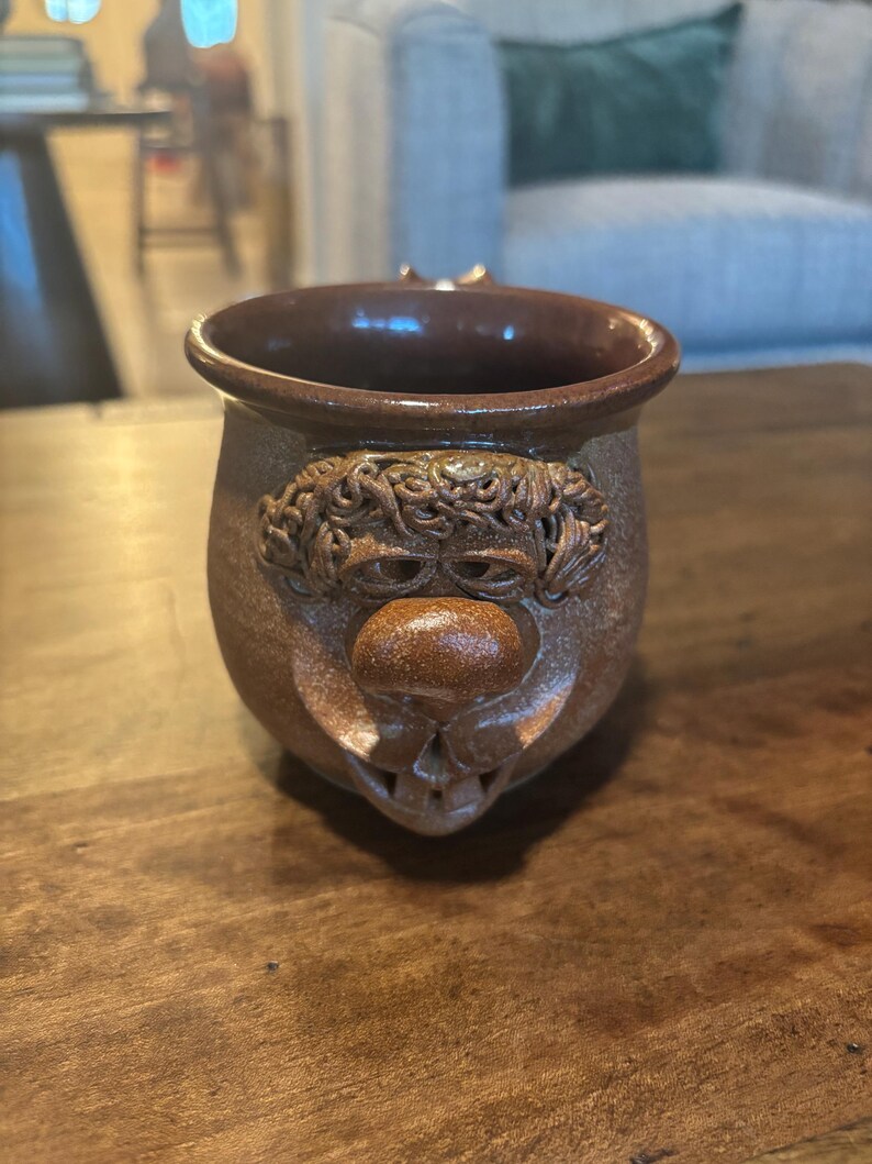 Vintage Artist Signed Funny Ugly Face Pottery Mugs, His and Hers Faces ...