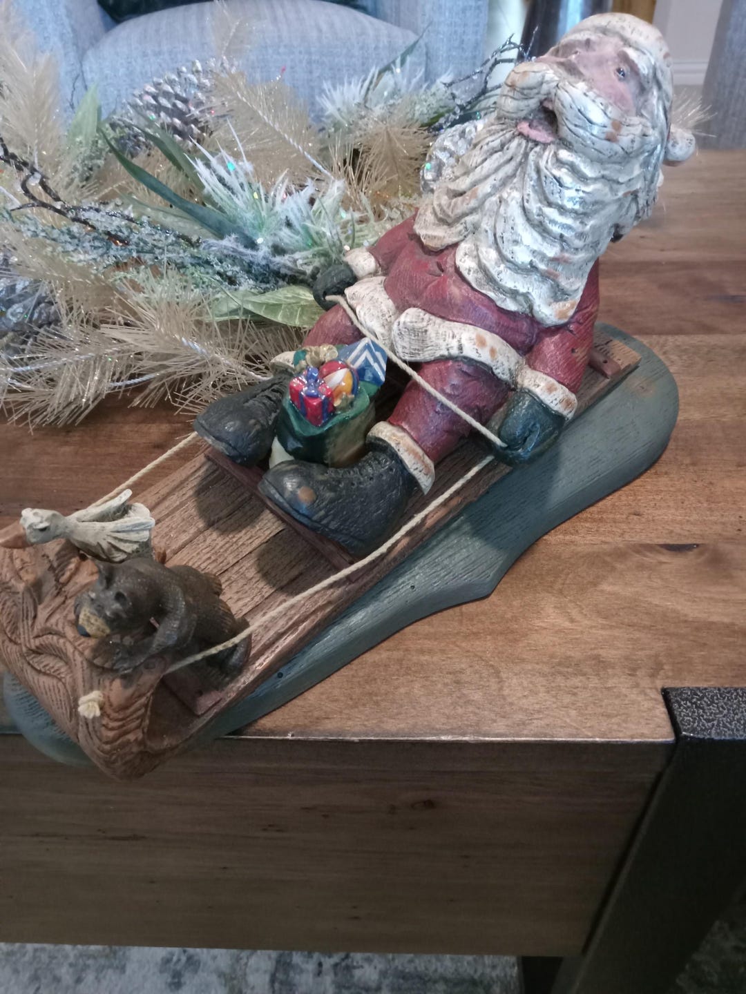 American Chestnut Santa All His Friends Sculpture Sled 1998 Christmas ...
