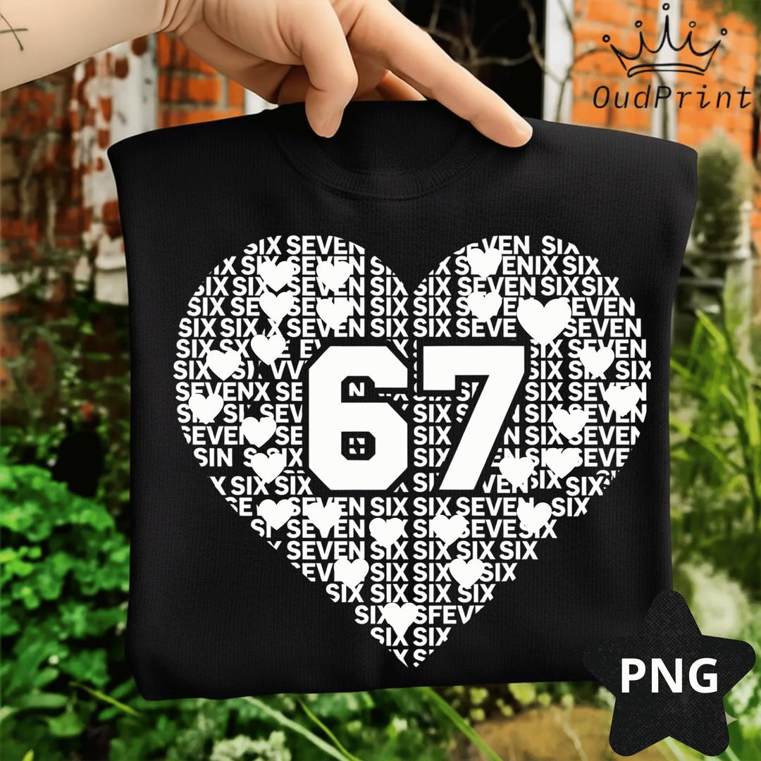 67 Meme Six Seven Heart Valentines PNG: Couples Matching (digital ...