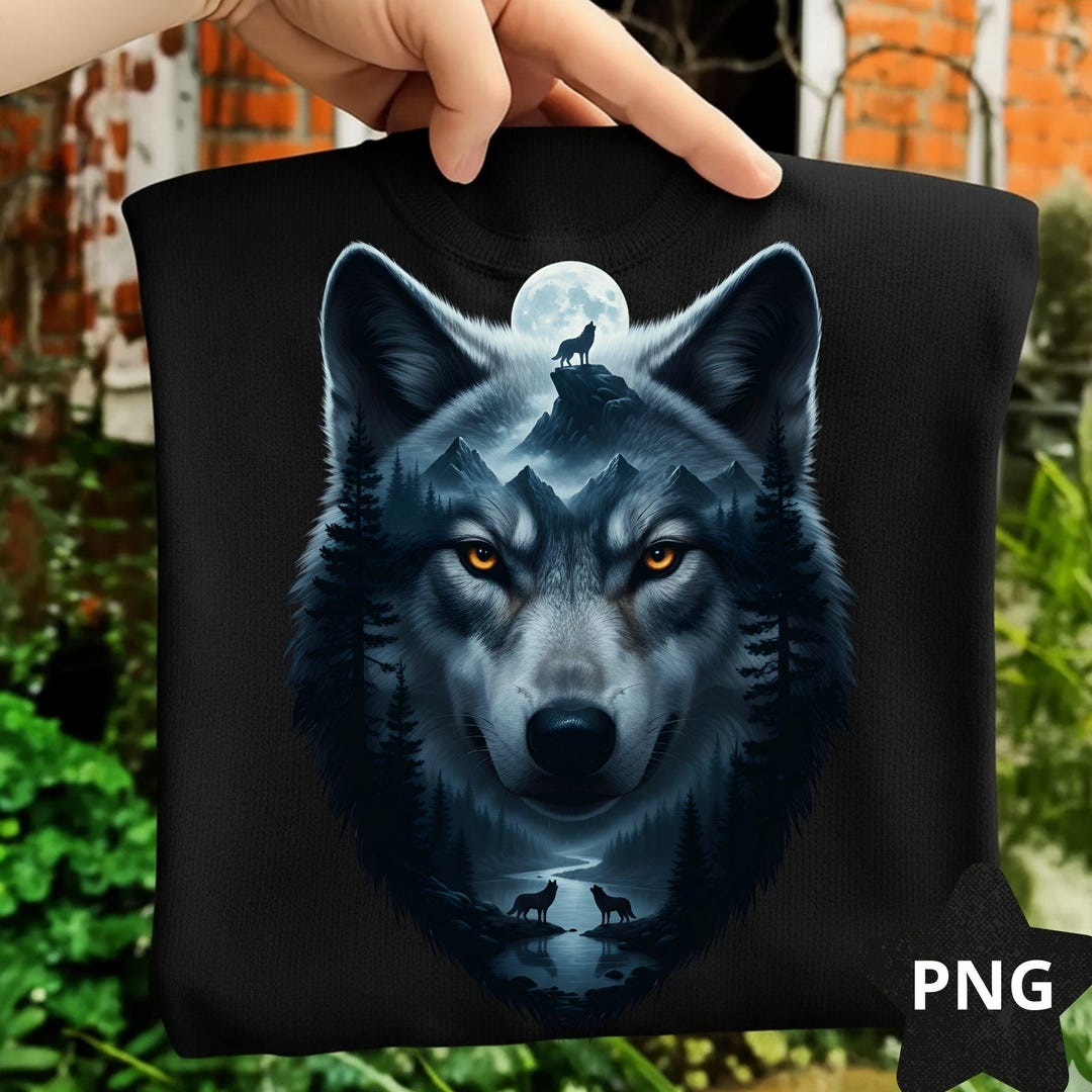 Wolf Howling Moon PNG: Double Exposure Animal Art (digital Download) - Etsy