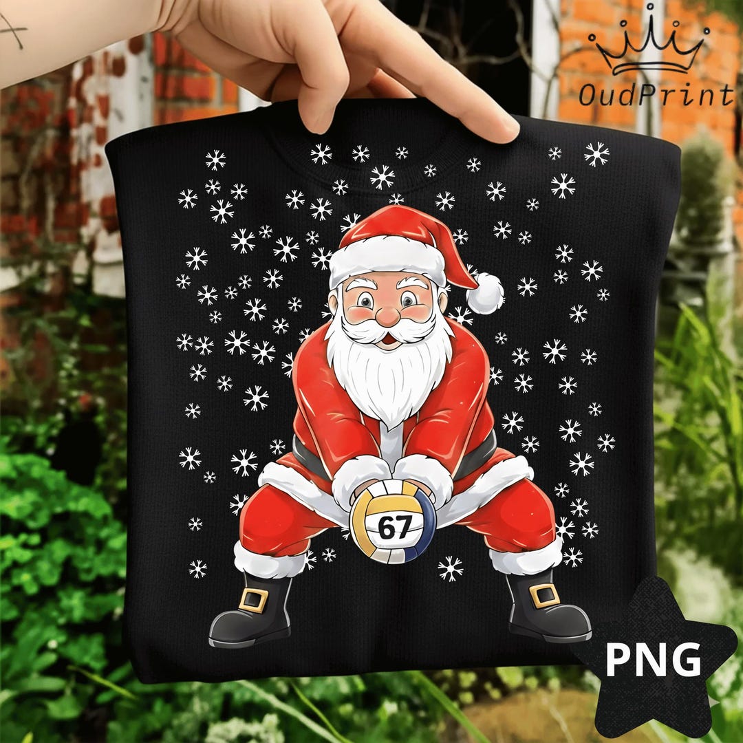 Funny Santa Volleyball Christmas PNG: Sports Shirt Design (digital ...