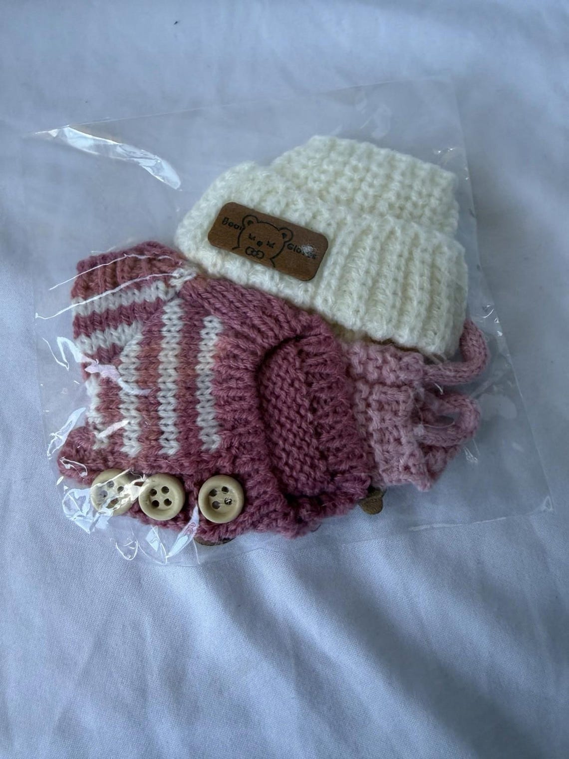 17CM Labubu Doll Knit Outfit Set Hat Sweater Bag Cute Handmade Clothes ...