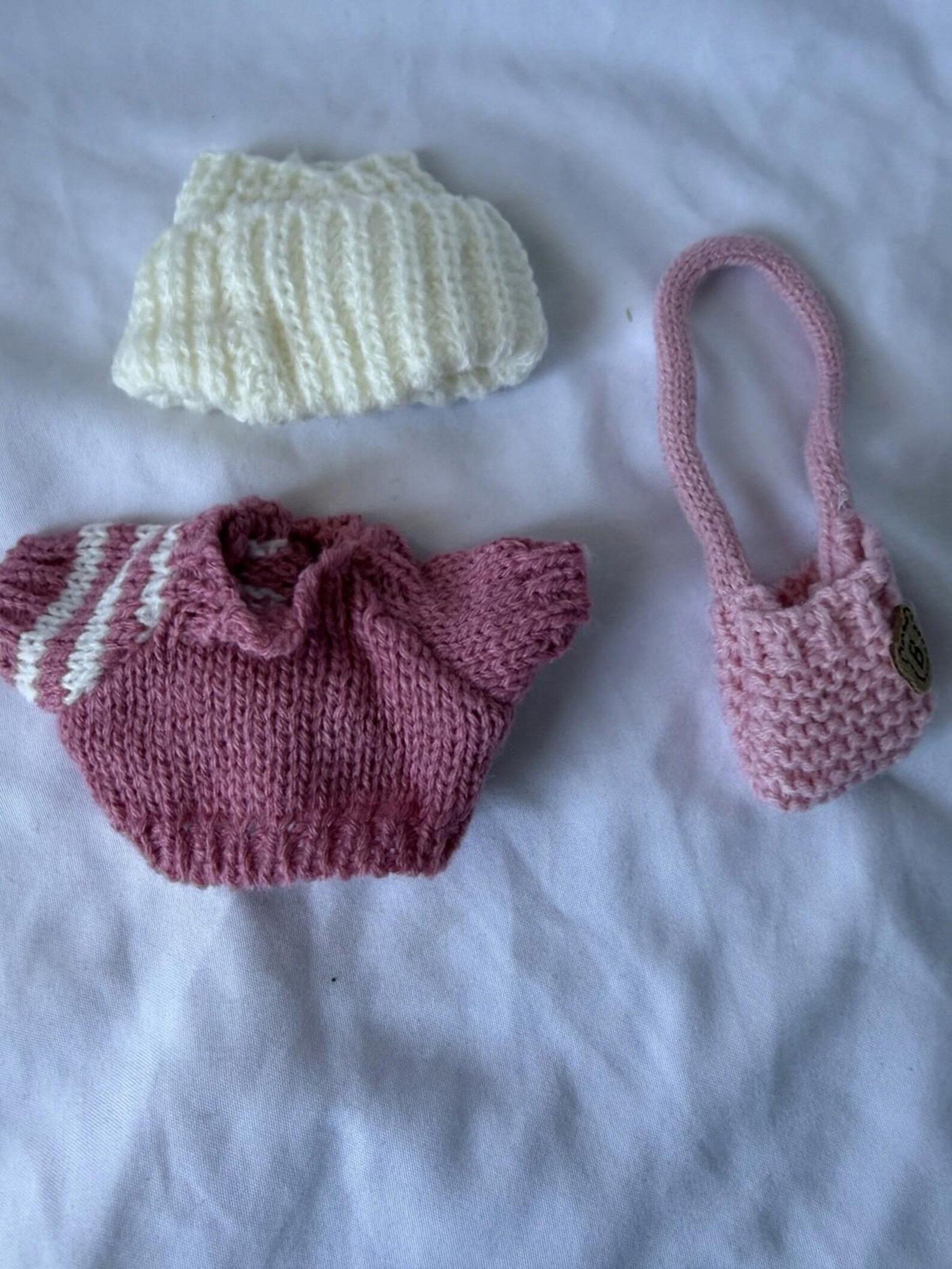 17CM Labubu Doll Knit Outfit Set Hat Sweater Bag Cute Handmade Clothes ...