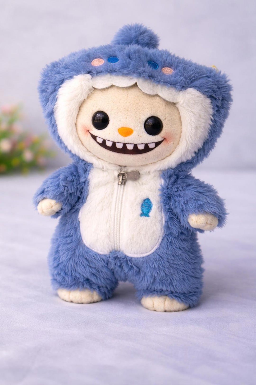 Labubu Shark Costume Doll Outfit Blue Plush Hoodie Suit Fits 17cm Doll ...