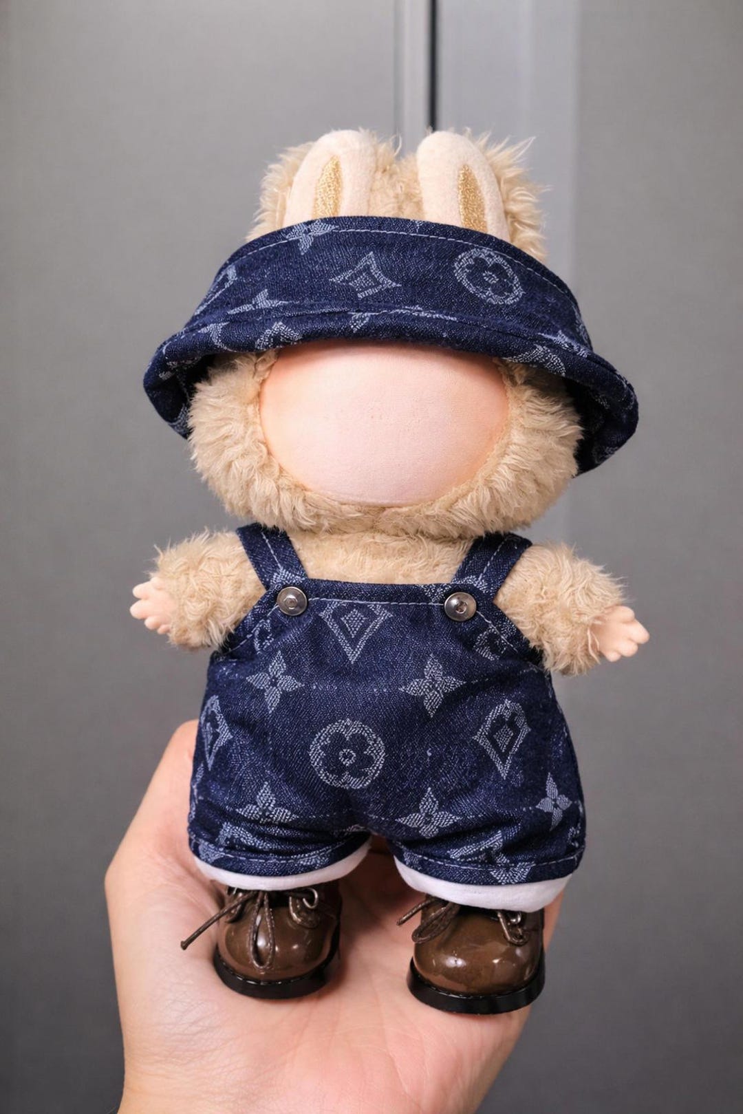 Labubu Doll Clothes Denim Outfit Hat Overalls Set Blank Face Model - Etsy