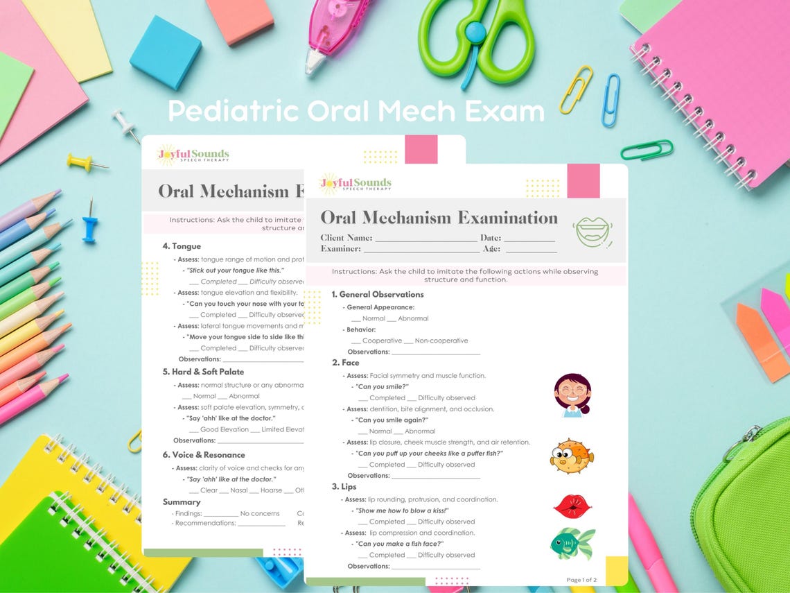 Pediatric Oral Mech Exam - Etsy