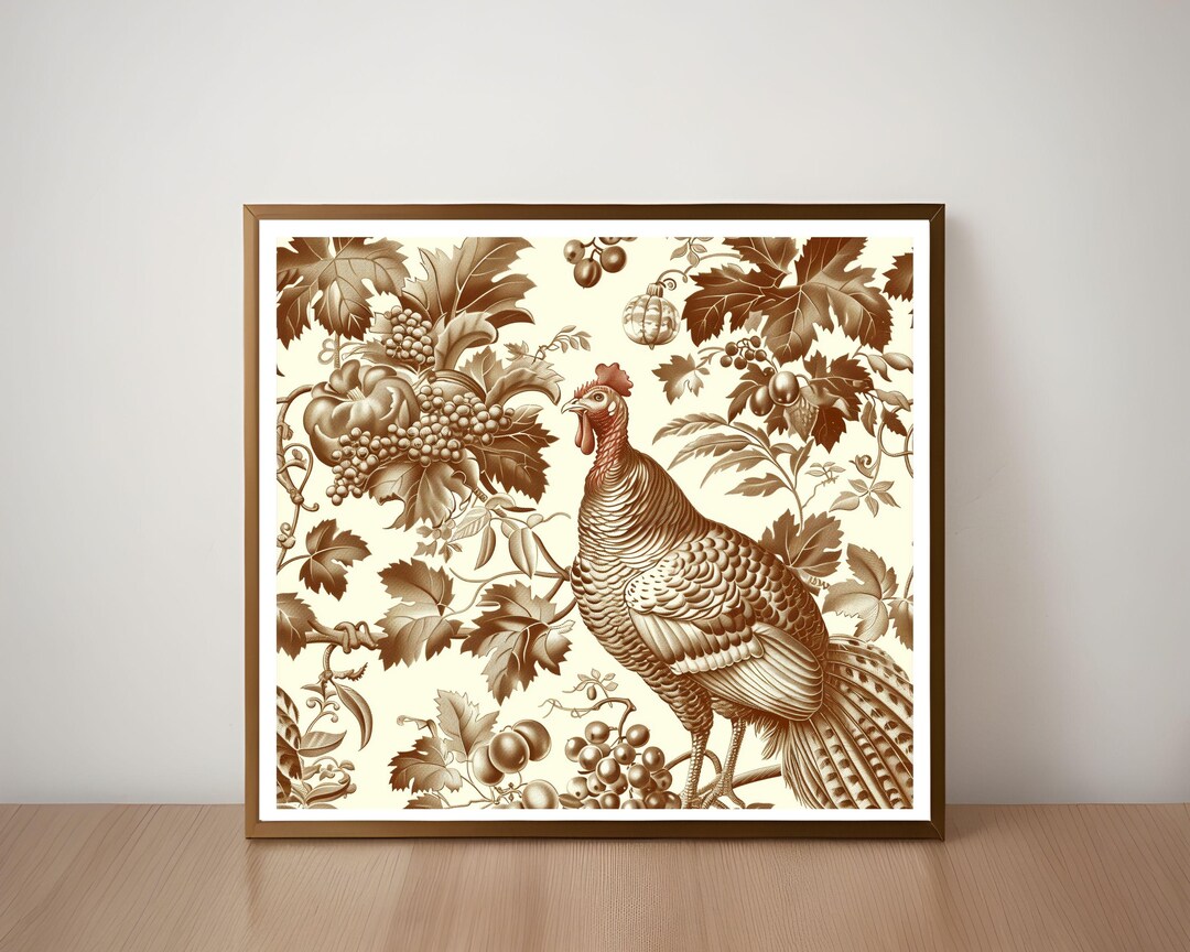 Vintage Turkey Wall Art – Rustic Sepia Bird Print for Farmhouse Decor ...