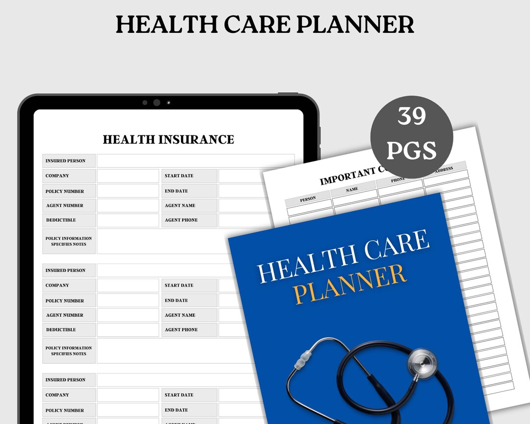 Health Care Planner | Digital Medical Organizer | Printable Wellness ...