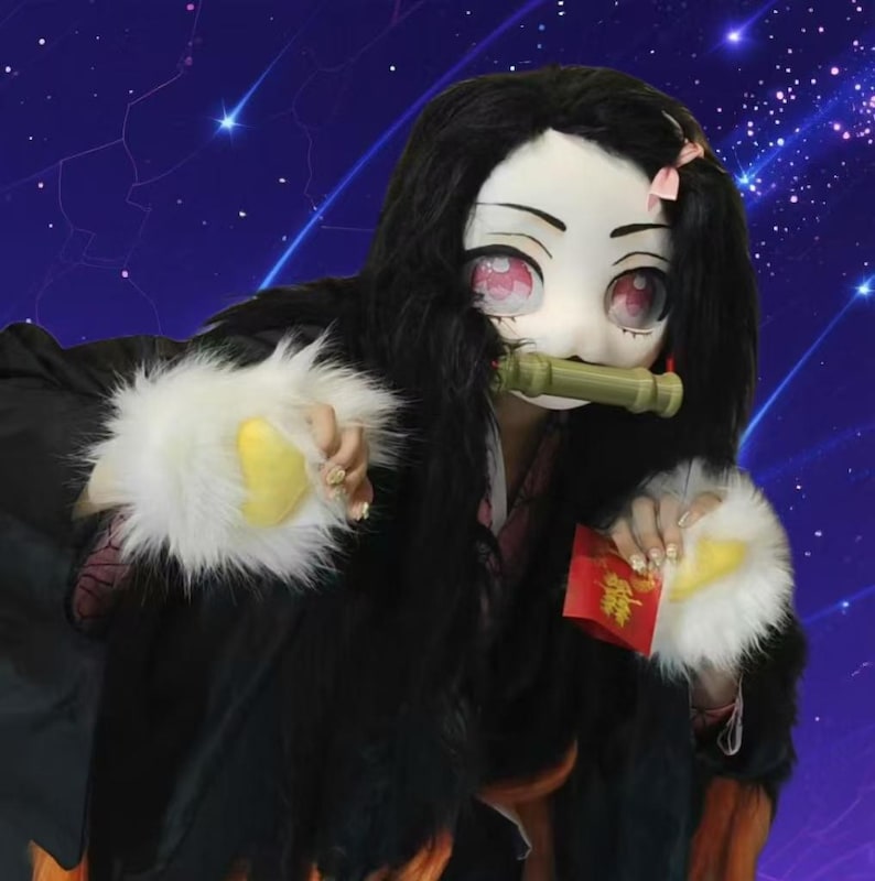 Demon Slayer Nezuko Human OC Headpiece, Wearable Furry Head, Kigurumi ...