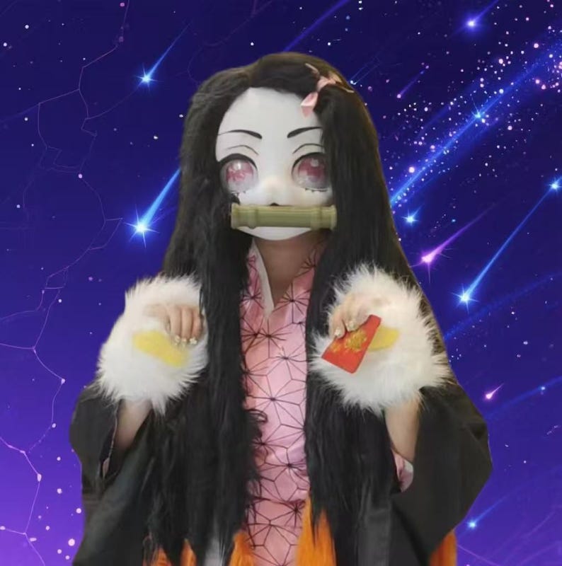 Demon Slayer Nezuko Human OC Headpiece, Wearable Furry Head, Kigurumi ...