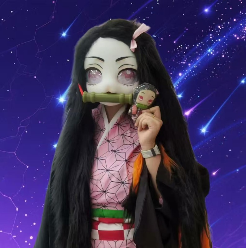 Demon Slayer Nezuko Human OC Headpiece, Wearable Furry Head, Kigurumi ...