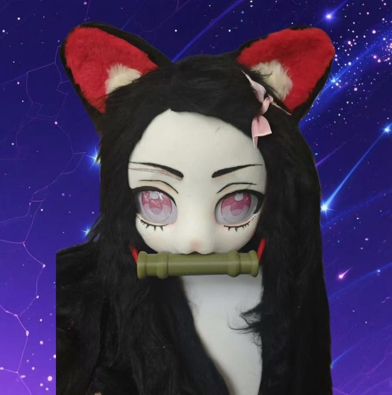Demon Slayer Nezuko Human OC Headpiece, Wearable Furry Head, Kigurumi ...