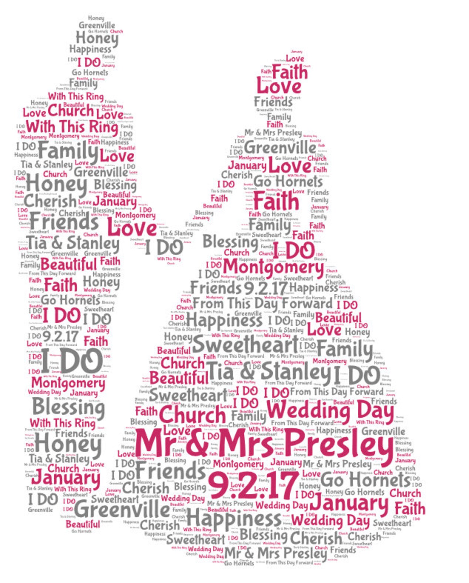 Personalized Wedding Couple Word Art Print: Custom Mr & Mrs Gift - Etsy