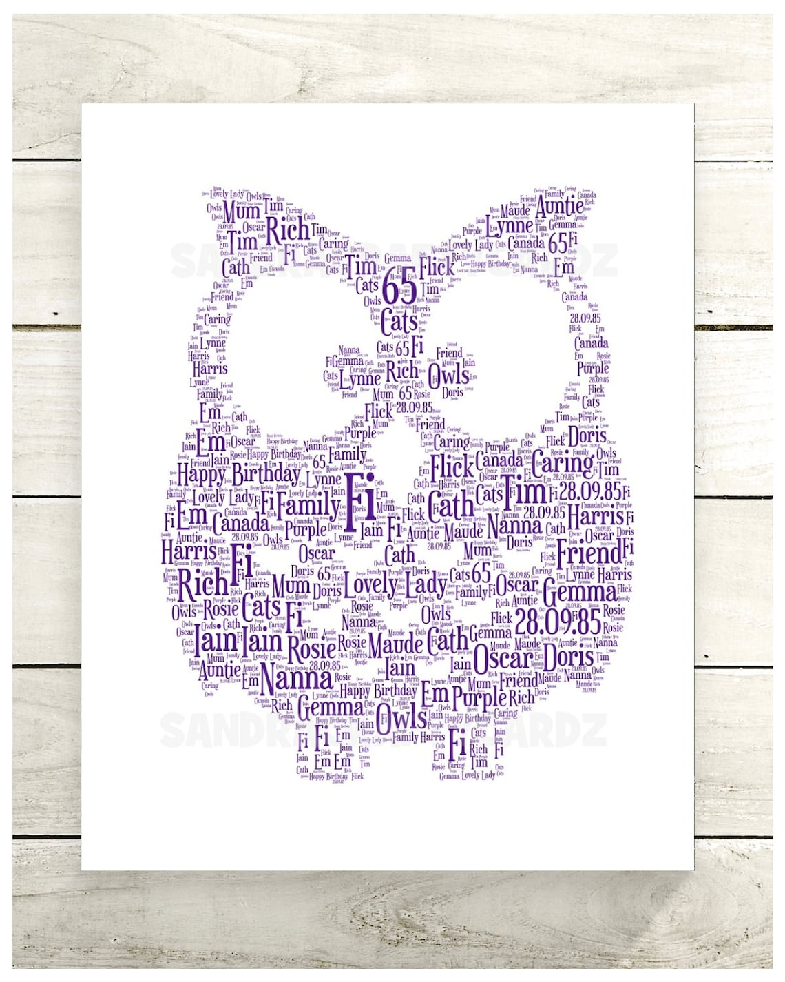 Personalised Owl Word Art Print Thank You Teacher Gift | Etsy UK