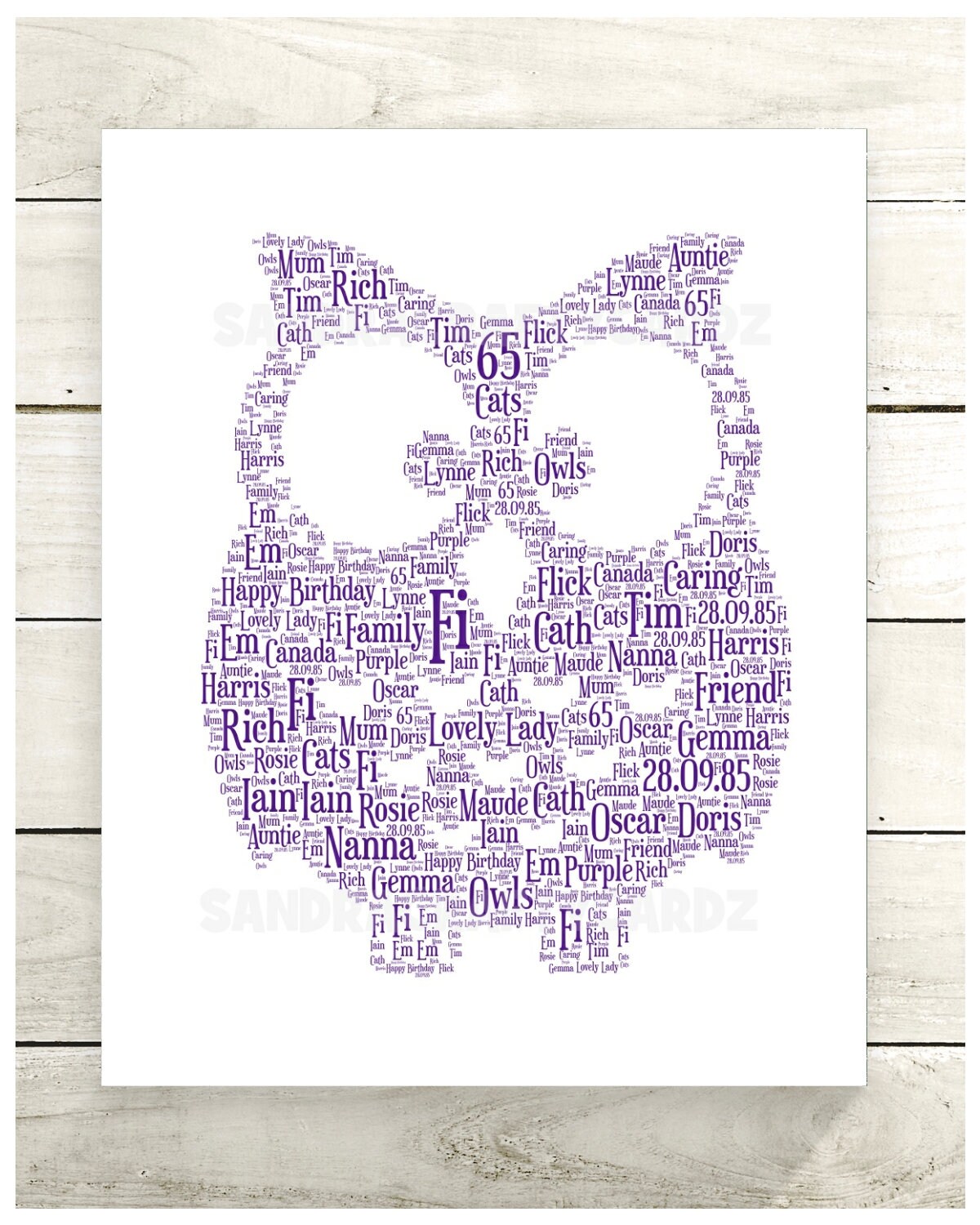 Personalised Owl Word Art Print Thank You Teacher Gift | Etsy UK