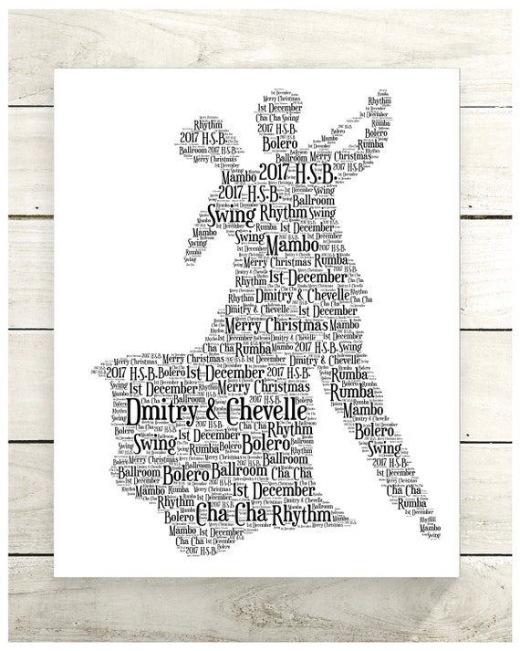 Ballroom Dance Couple Personalised Gift Word Art Print Unique | Etsy