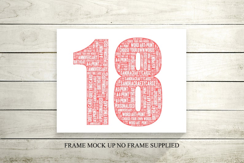 Personalised 18 Word Art Print 18th Birthday Print Wall | Etsy