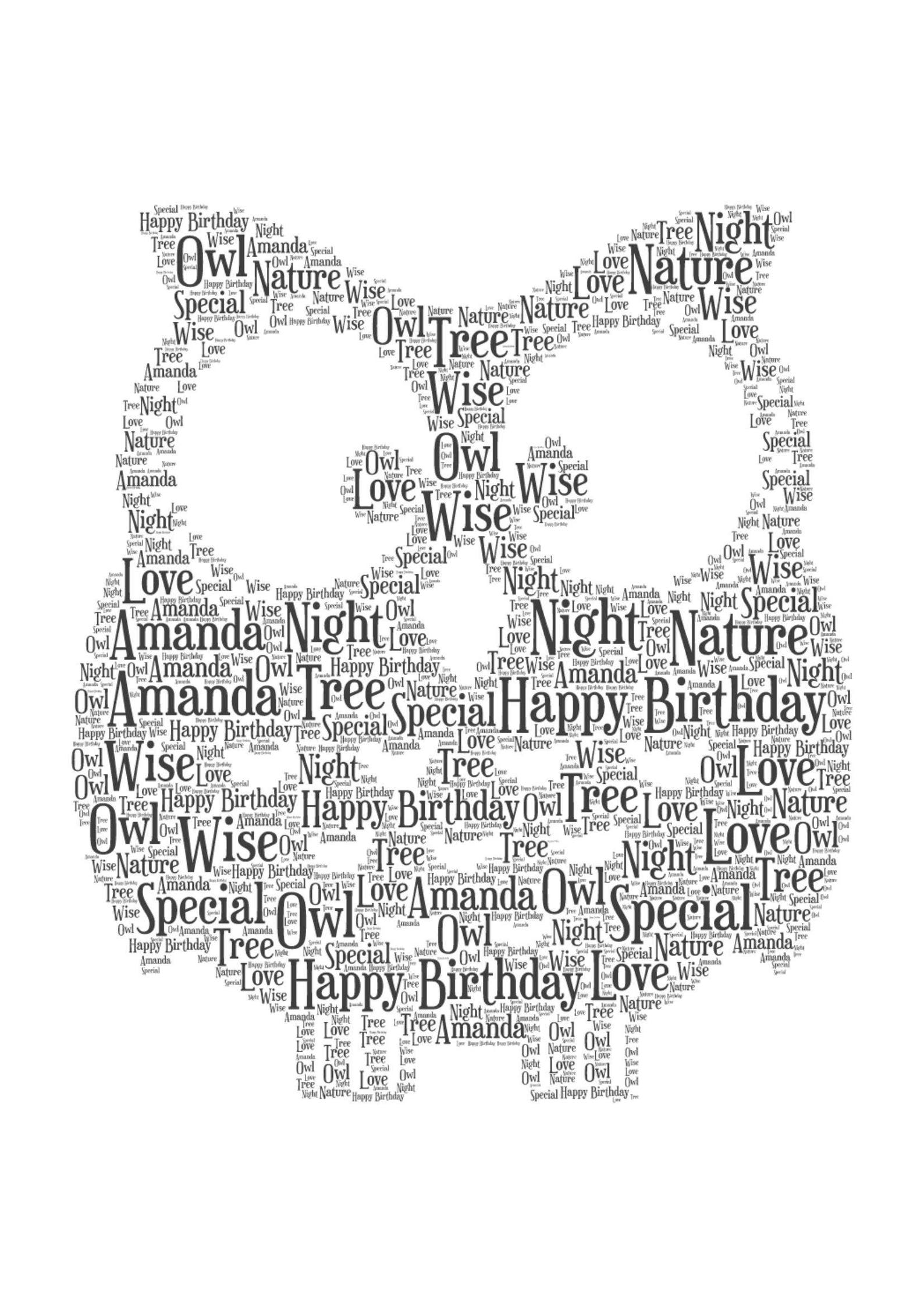 Personalised Owl Word Art Print Thank You Teacher Gift | Etsy UK