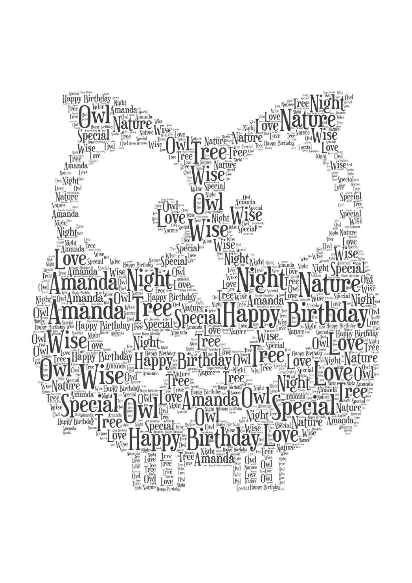 Personalised Owl Word Art Print Thank You Teacher Gift - Etsy UK