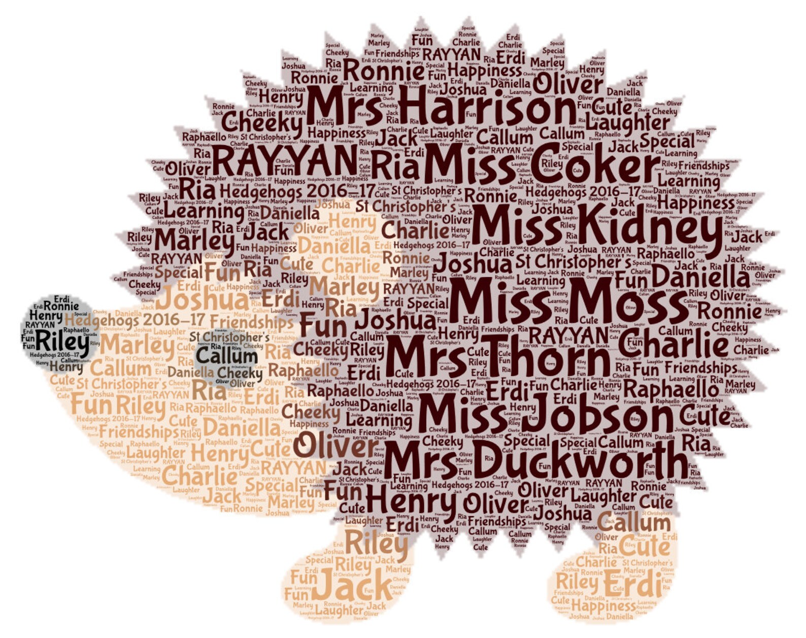 Personalised Hedgehog Word Art Hedgehog Print Christmas | Etsy